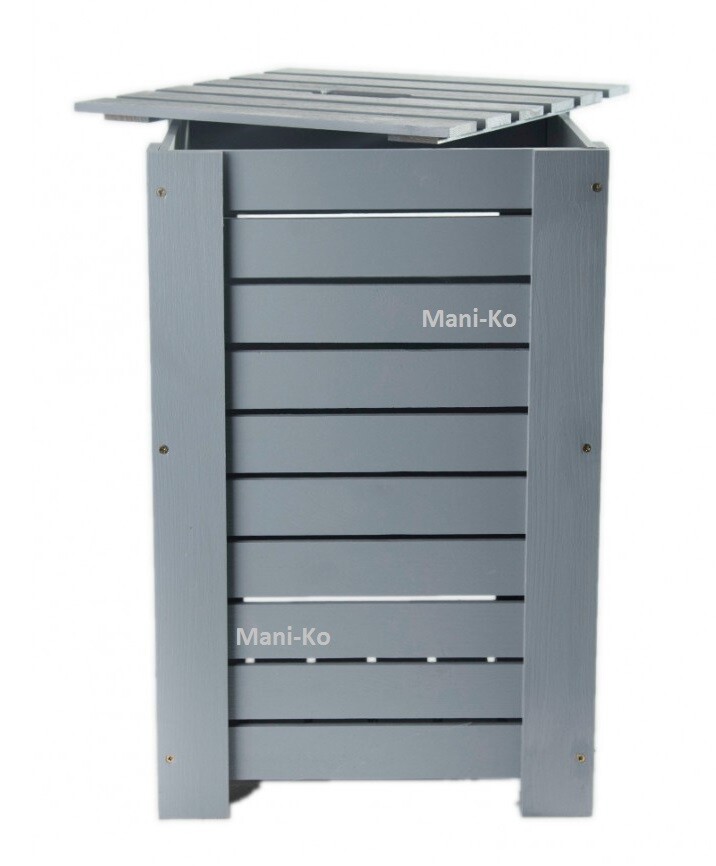 Large Grey Dirty Clothes Wooden Baskets Laundry Box Towel Bathroom ...