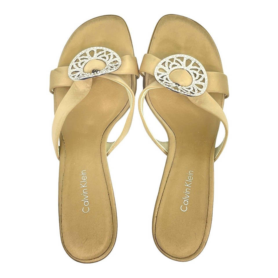 Vintage 90s Y2K CALVIN KLEIN Womens 8.5 Satin Crystal Stiletto BOYCE ...