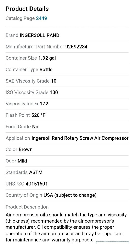 New! Ingersoll Rand Ultra Coolant 5 Litres 92692284. | eBay