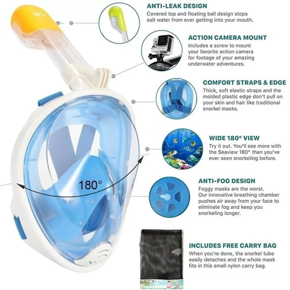 US Snorkel Scuba Full Face Mask Swimming Underwater Diving Masks For ...