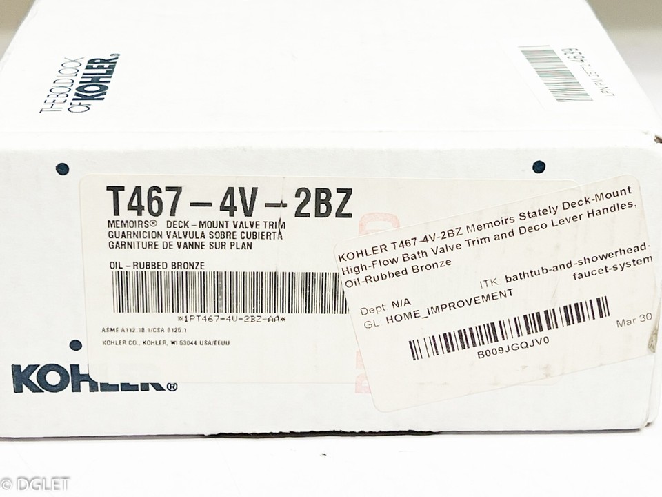 KOHLER T467-4V-2BZ Memoirs Stately Deck-Mount High-Flow Bath Valve Trim ...