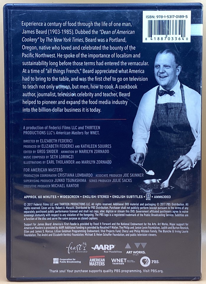 American Masters: James Beard DVD 2017 **Buy 2 Get 1 Free ...