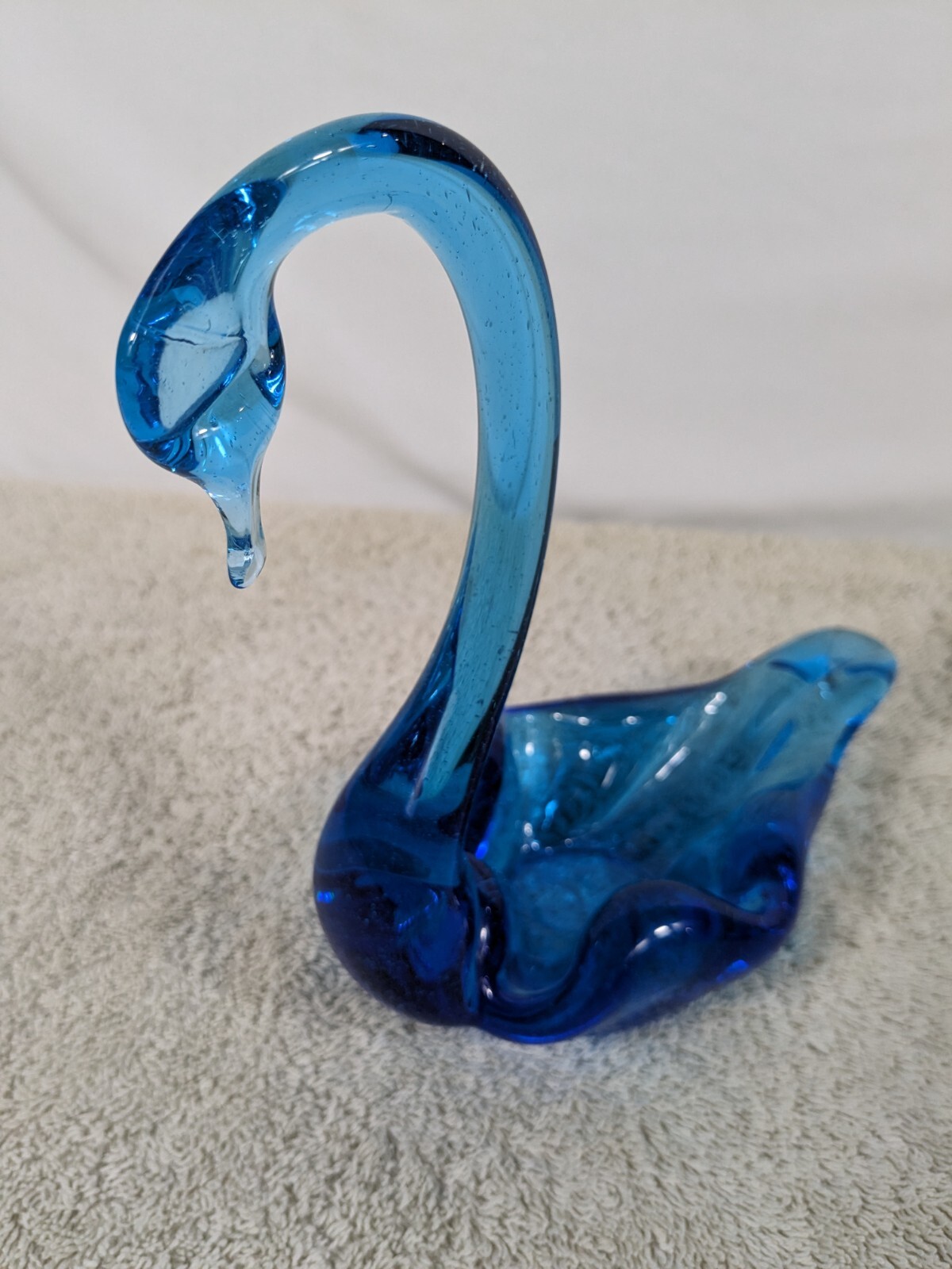 Vintage Viking Glass Swan Bluenique Cobalt MCM Hand Made Blown Trinket ...