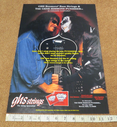 KISS PROMOTIONAL POSTER - GENE SIMMONS GHS BASS GUITAR STRINGS V2 SPIRO ...