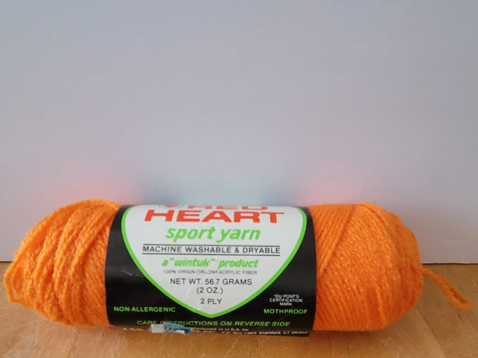 Red Heart Wintuk Sport Orlon Acrylic 2 Ply Yarn Skein Vibrant Orange ...