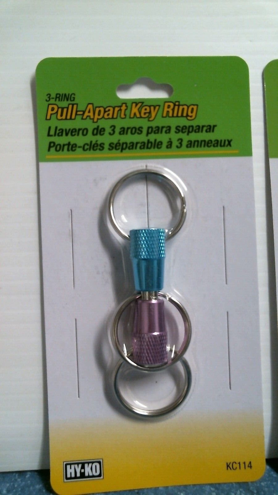 Hy-Ko KC114, 3-Ring Pull Apart Key Ring Key Chain, Pink/Blue, Lot of 2 ...