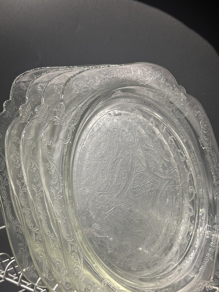 4 Clear Depression Glass Square Plates Madrid Pattern Federal Glass ...