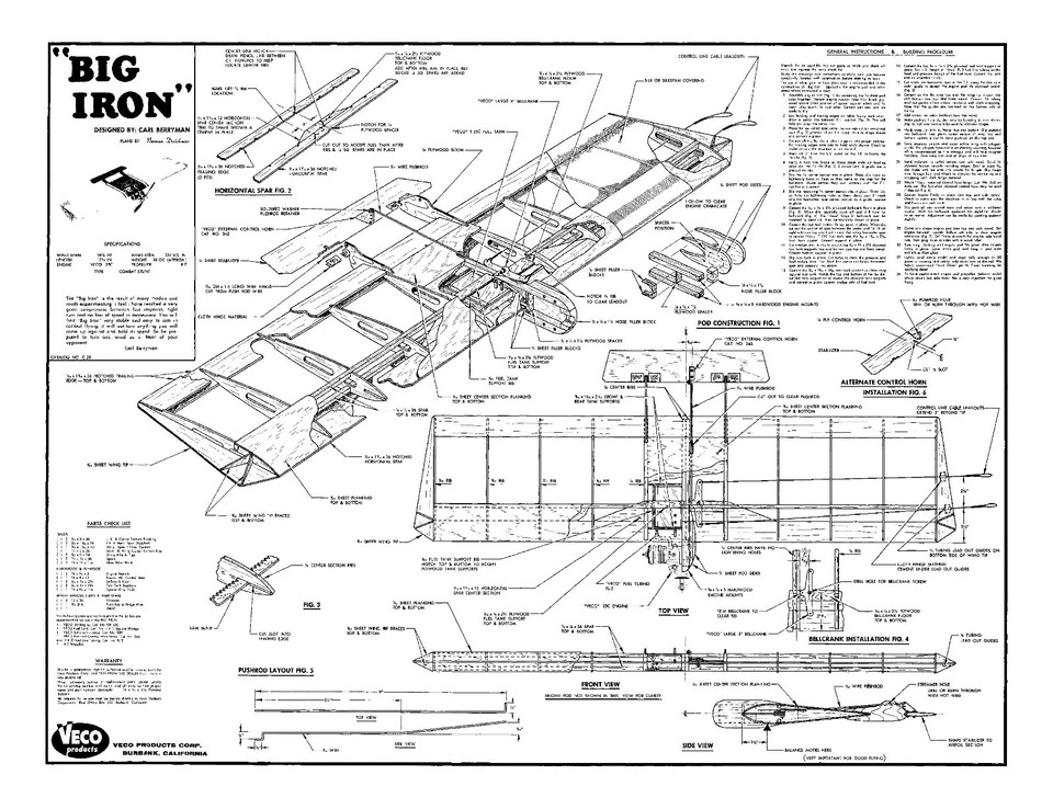 Model Airplane Plans (UC): Big Iron 38½" Combat for .35 by Carl ...