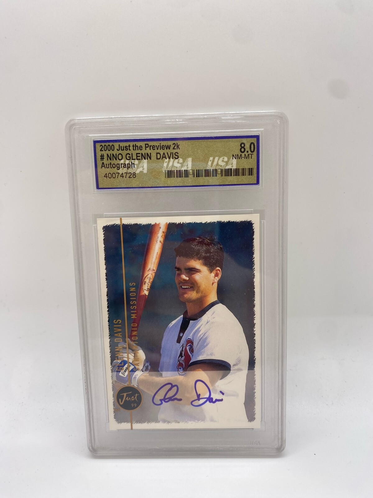 GLENN DAVIS 2000 JUST THE PREVIEW 2K AUTOGRAPH AUTO USA GRADED 9 MINT ...