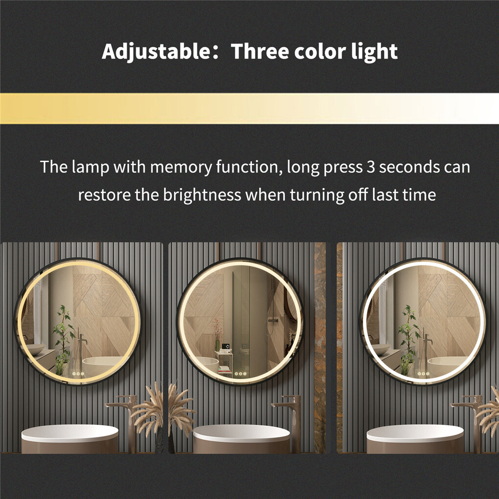 Modern Framed LED Bathroom Mirror Smart Touch Vanity Mirror Hanging ...