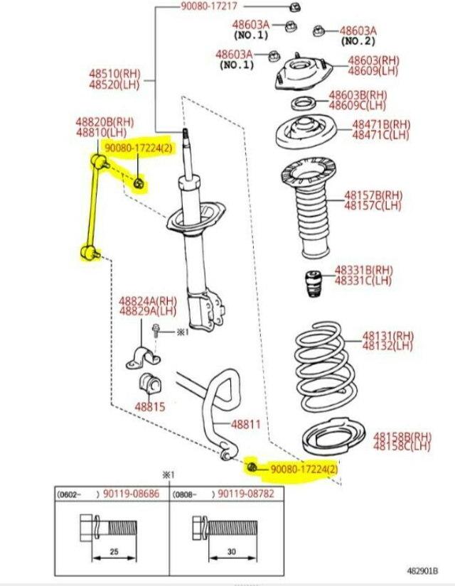 2007-2014 TOYOTA CAMRY GENUINE OEM FRONT STABILIZER SWAY BAR LINKS ...
