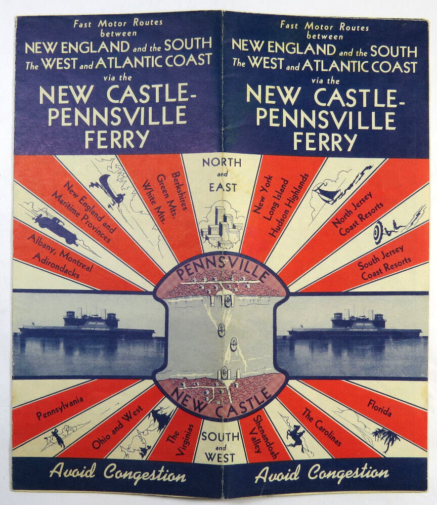 New Castle Pennsville Ferry Road Map Brochure Fast Motor Routes 1941 | eBay