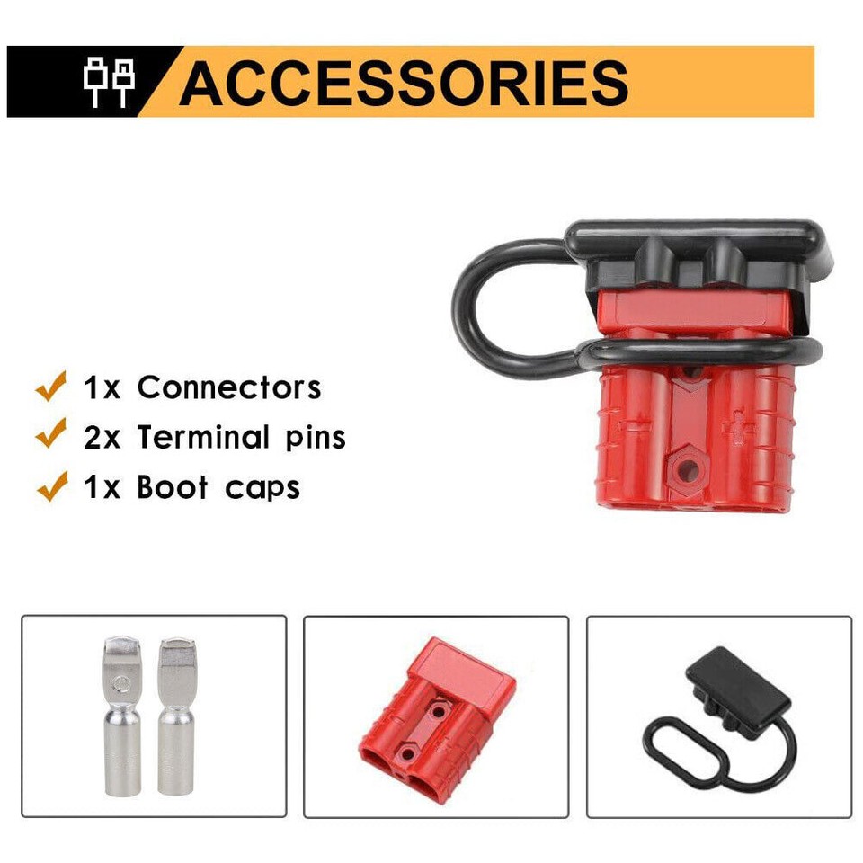 50A Plug Connect Disconnect Winch Trailer Battery Quick Connector Kit 4 ...