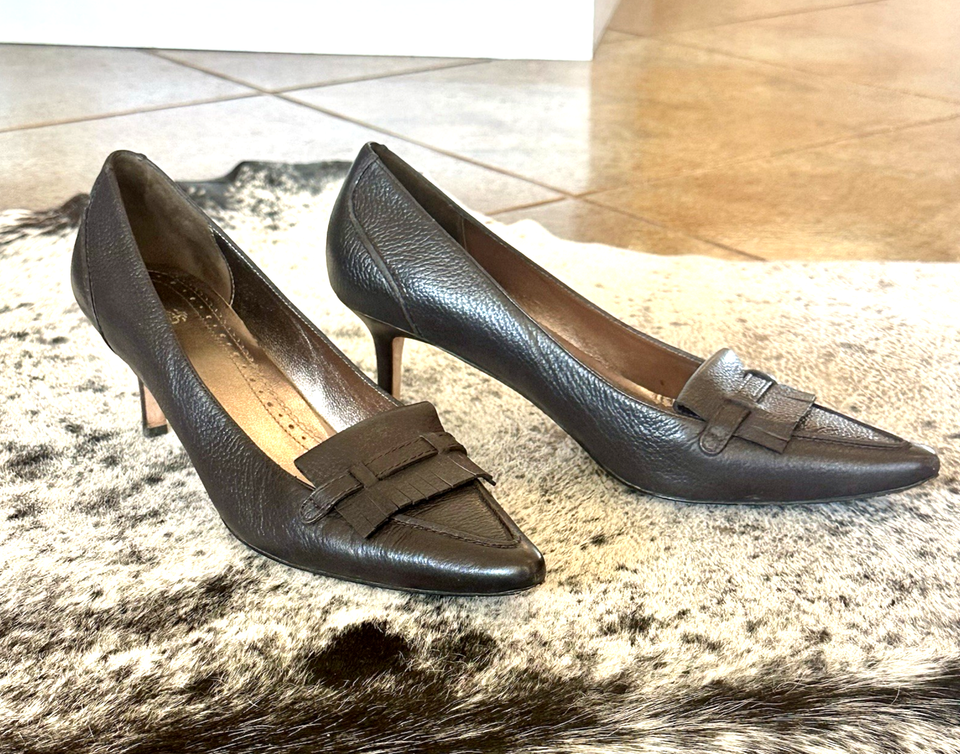 Brooks Brothers Shoes Brown Leather Women Pumps Heels Pointed Toe Kilt ...