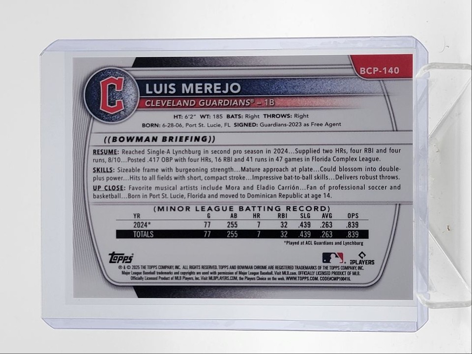 LUIS MEREJO 2025 BOWMAN CHROME 1ST SAPPHIRE GREEN REFRACTOR /99 Q3967 ...