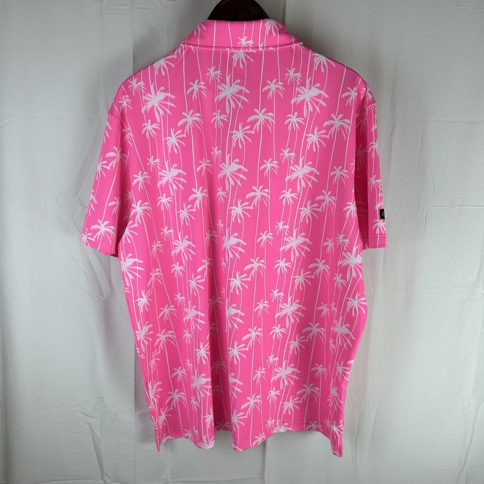 Sunday Swagger Stylin' Performance Golf Polo Shirt Pink Palm Print Men ...
