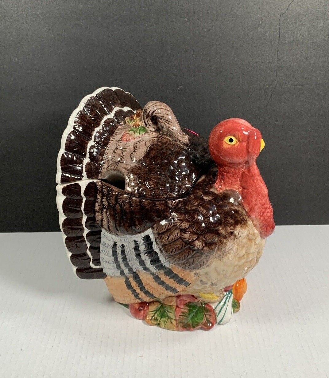 Turkey Soup Tureen Lid World Bazaar Autumn Thanksgiving Dish 9.75”T x8 ...