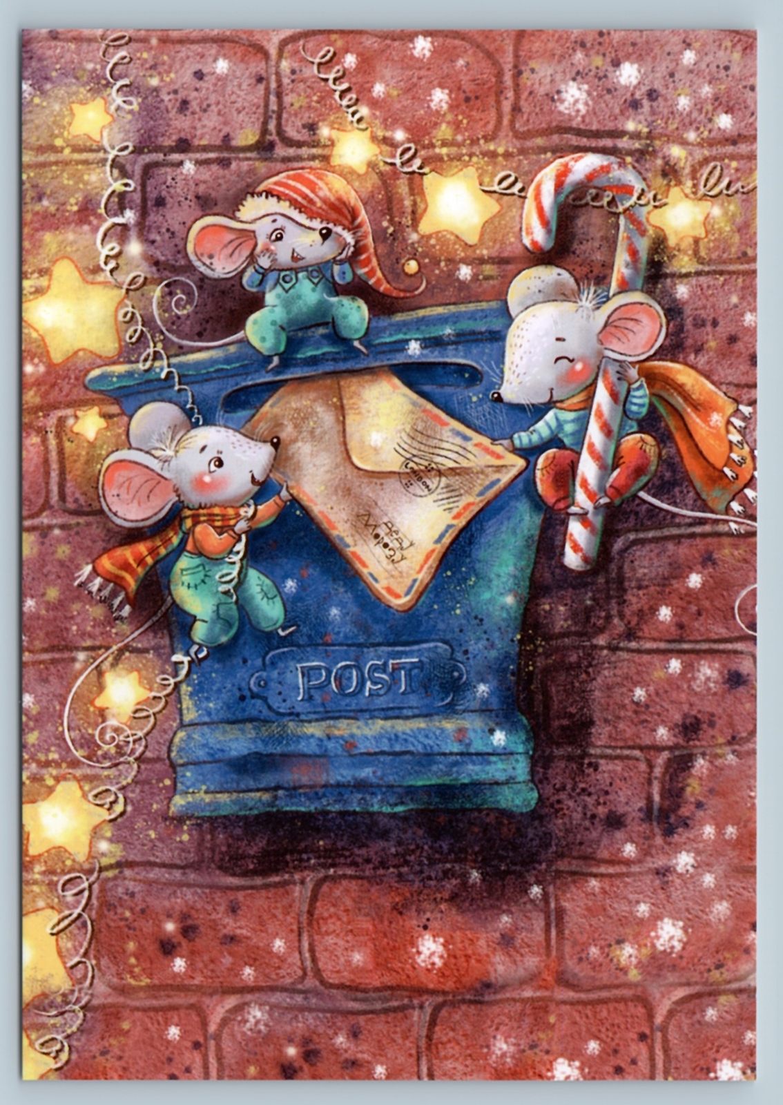 MOUSE Mice send Letter Mailbox Post box Christmas Greetings Russian New ...