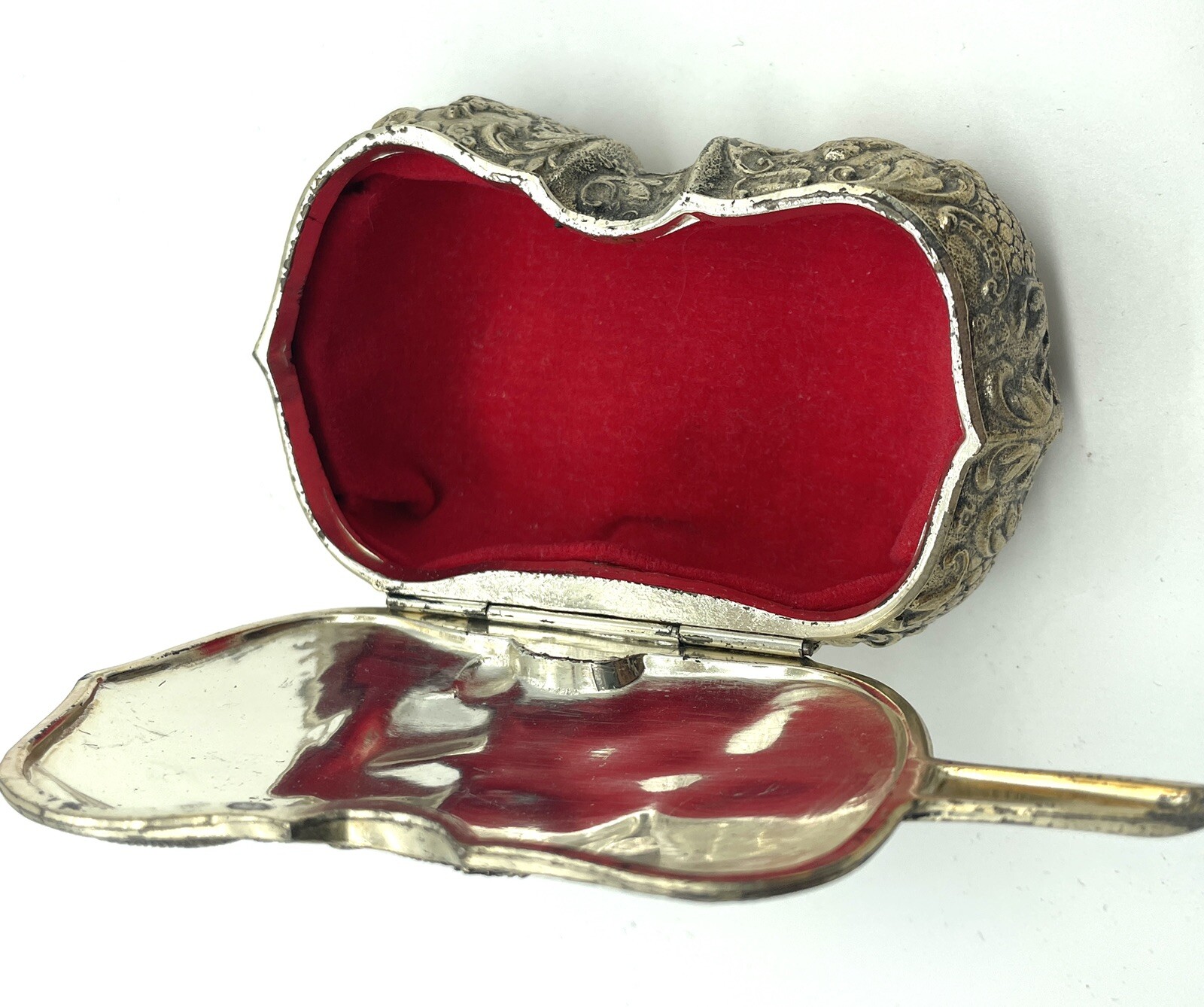 Rare Vintage Fiddle Shaped Metal Ornate Trinket Box Dutch Scenes Made ...