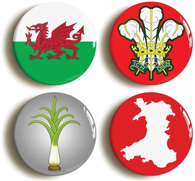 WALES WELSH NATIONAL BADGE BUTTON PIN SET (Size 1inch/25mm diameter ...