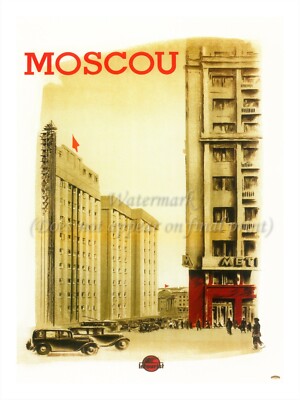 Soviet Russian Vintage Travel Poster Print MOSCOW INTOURIST 18x24" # ...