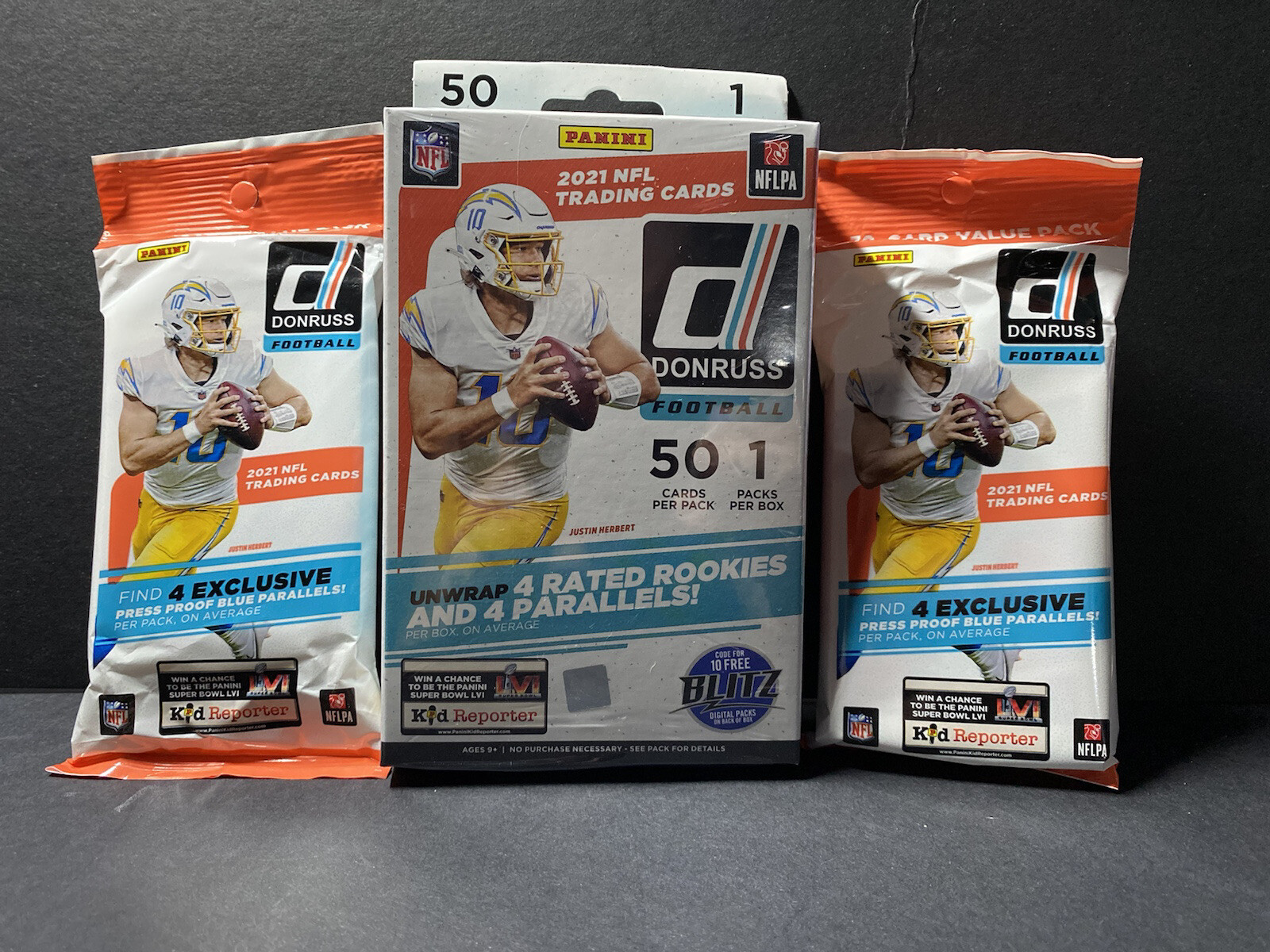 2021 Donruss Football Hanger Box + 2 Fat Packs New Sealed Chase Blue ...