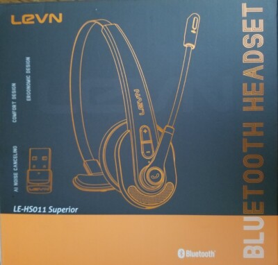 LEVN Bluetooth Headset Microphone AI Noise Cancelling Bluetooth LE ...
