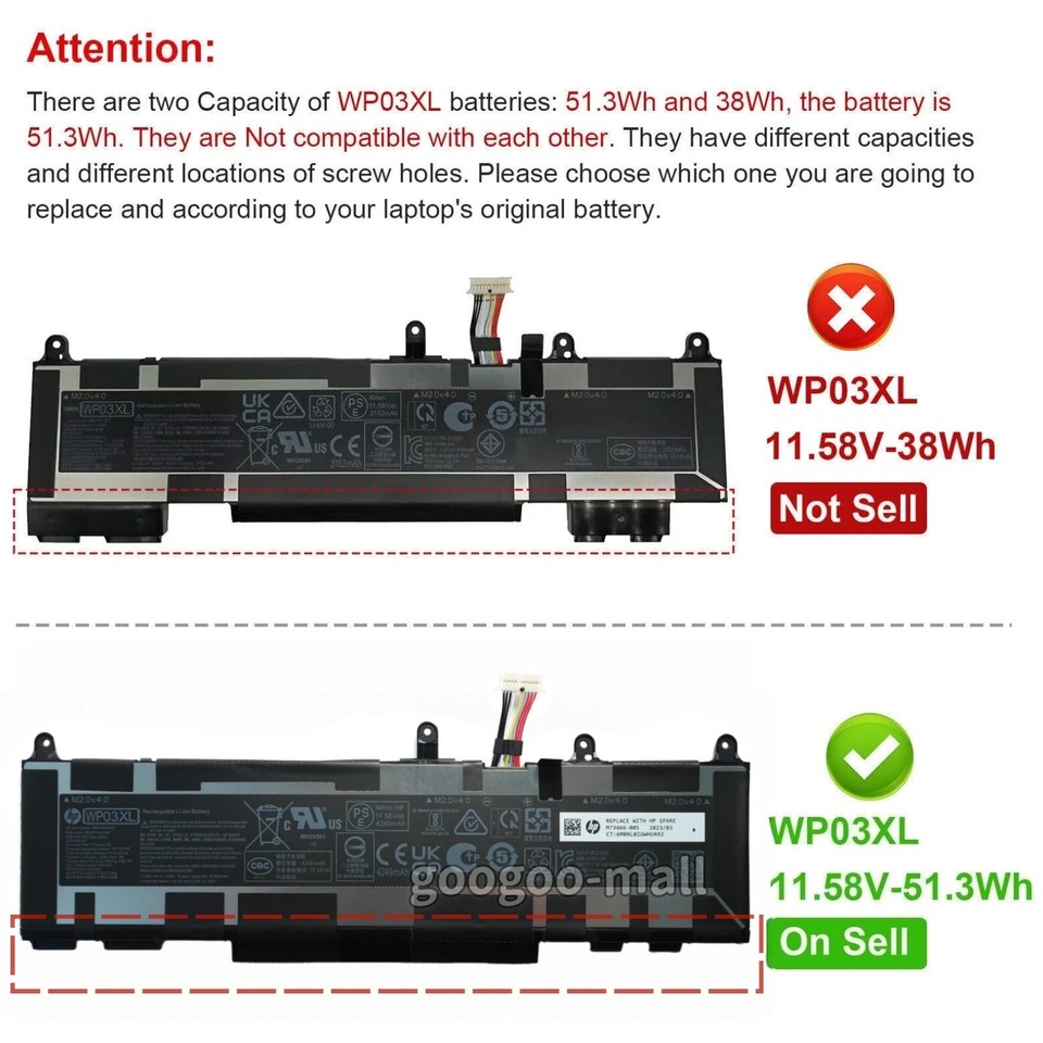 New Genuine WP03XL Battery for HP EliteBook 830 835 840 845 G9 G10 ...