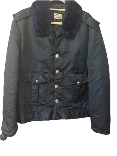 Tuffy Jac VINTAGE Jacket Mens 46 Navy Nylon Bomber Lined Police Faux ...