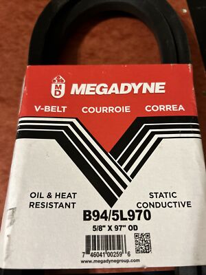 Industrial V-Belt, Black Rubber, 5/8 x 97-In. -B94 | eBay