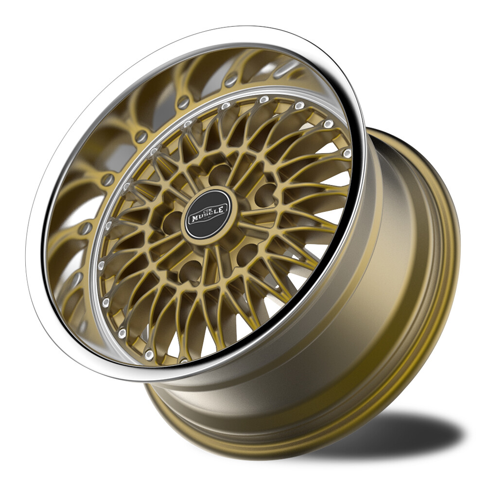 15x8 CTM Muscle SPIDER Wheels PCD 5x114.3 ET 0 Gold Machined Rims Ford ...