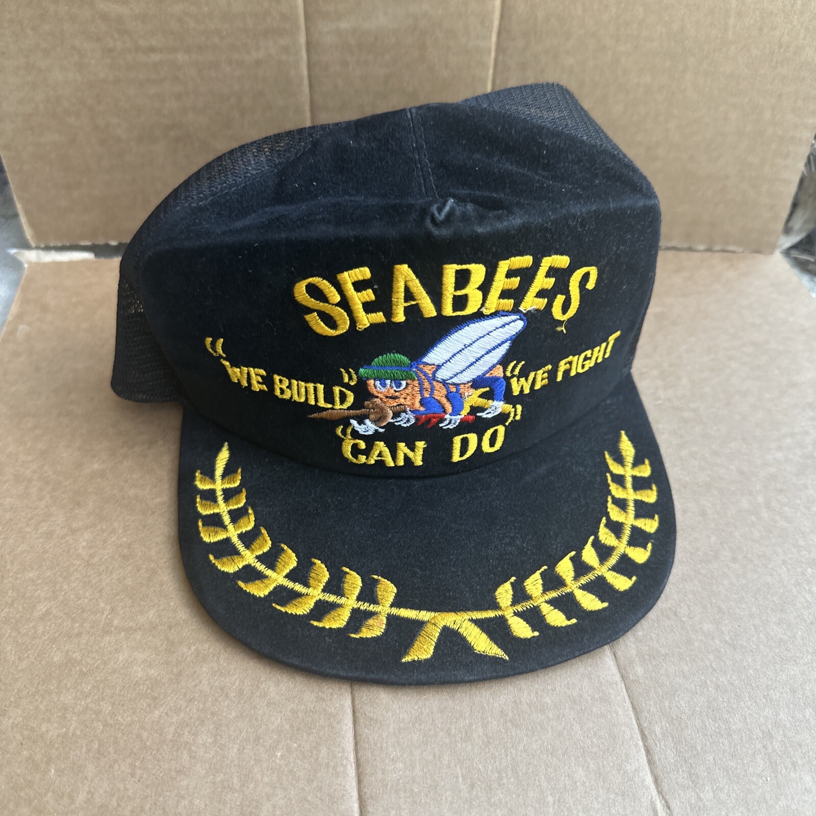 Vintage Seabees Mascot Snapback Hat US Navy Embroider… - Gem