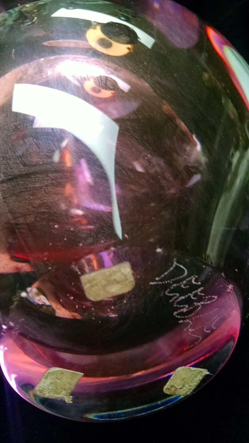 Robert Deeble Vermont Studio Art Glass Pink Crystal Signed Abstract ...