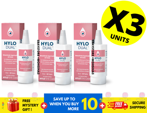 Hylo Dual Eye Drops with Hyaluronic Acid and Ectoin for Dry and Red Eye ...
