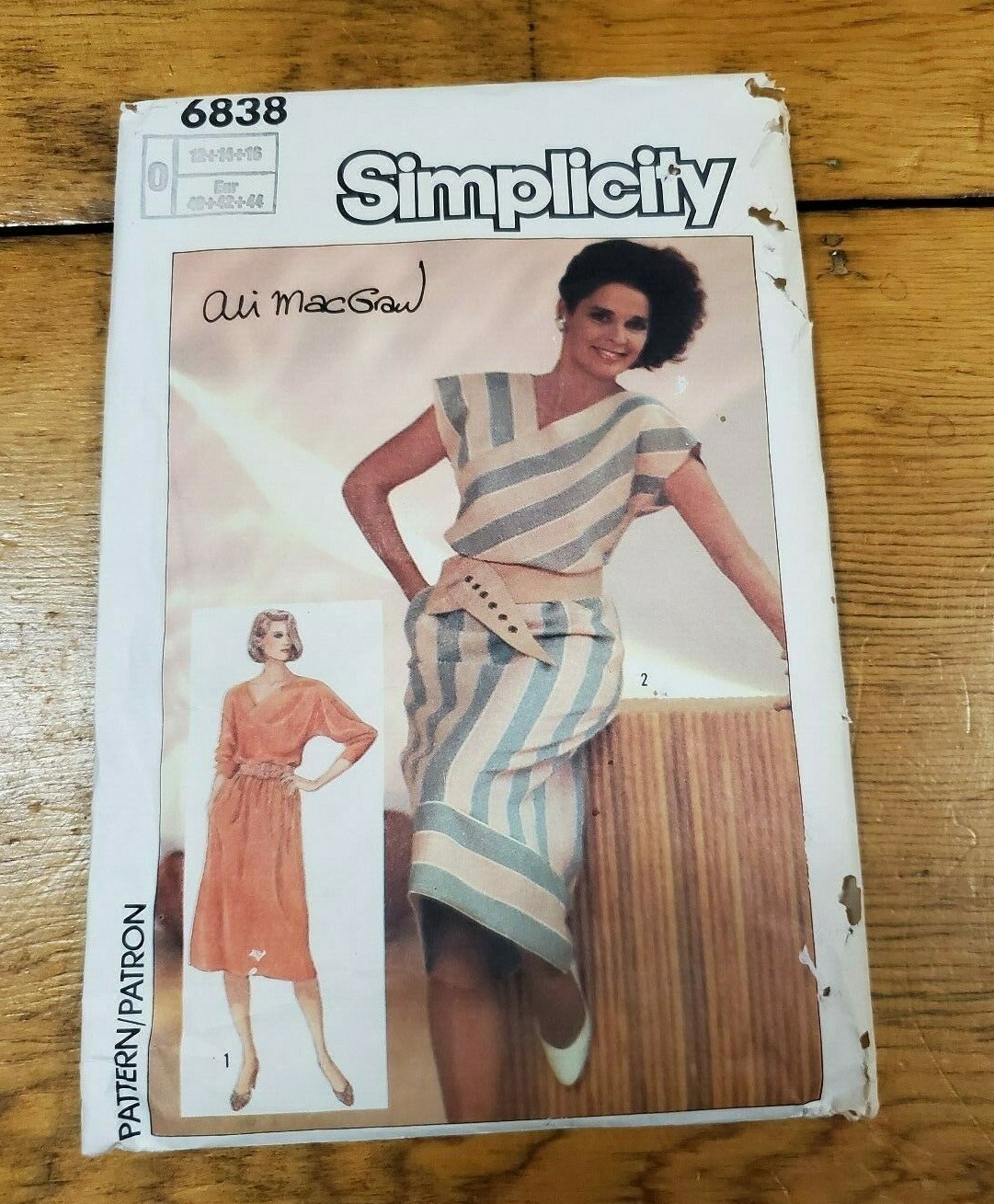 VINTAGE SIMPLICITY 1985 PULLOVER DRESS PATTERN 6838 SIZE 12-16 FREE ...