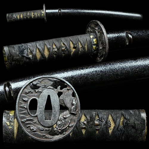 Japanese Sword Wakizashi Koshirae Tsuka Saya Tsuba Set Antique 27.56 ...