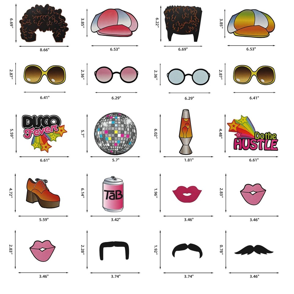 20 PCS Disco Photo Booth Props for 70s Disco Party Decorations - Disco ...