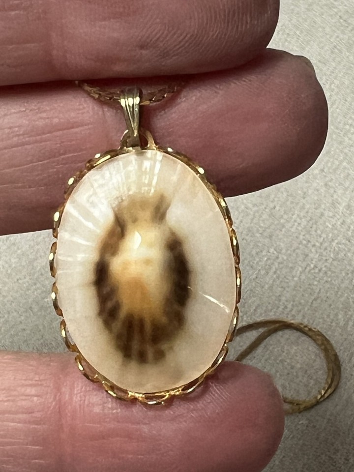 Vintage Blister Pearl Abalone Sunburst Shell Pendant Gold-Tone Necklace ...