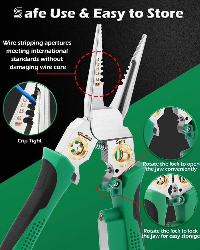 8-In-1 Wire Stripper Twister Set - Includes Cable Scissors Voltage ...