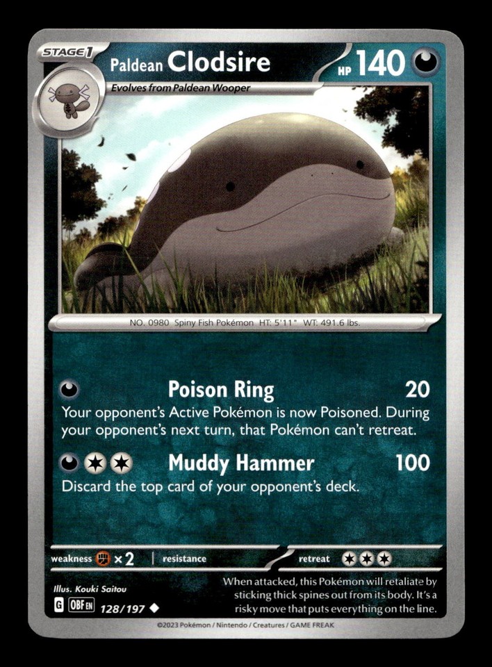 Wooper Quagsire Clodsire Pokemon Card! Holo/Reverse Ex Illustration ...