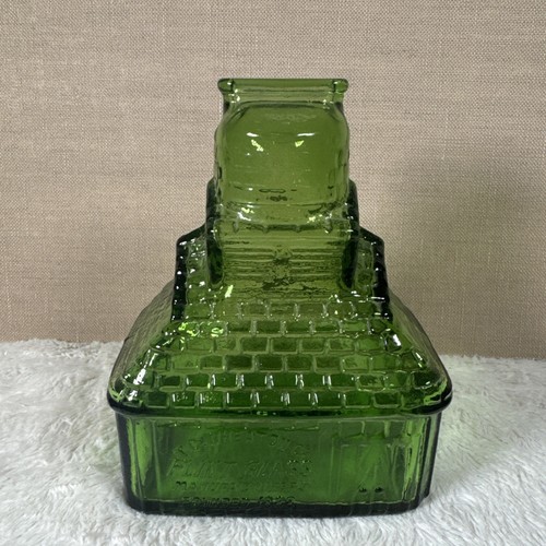 Vtg T.C. Wheaton Green Flint Glass Manufacturer's Bank 6.25" Church ...