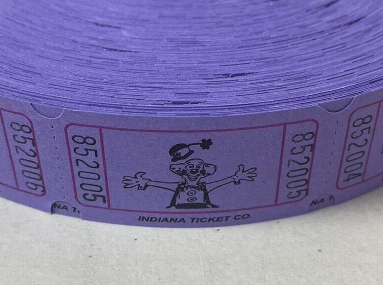 Clown Emoji Event Tickets Purple Roll of 2000 Single Stub For Carnival ...