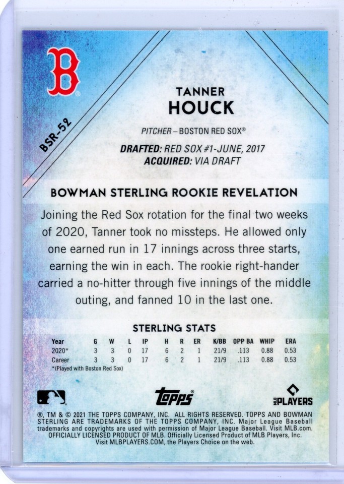 2021 Bowman Sterling Tanner Houck Rookie - Boston Red Sox | eBay