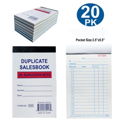 Lot of 20 - 50 Sets 3.5" X 5.5" Sales Book Order Receipt Invoice ...
