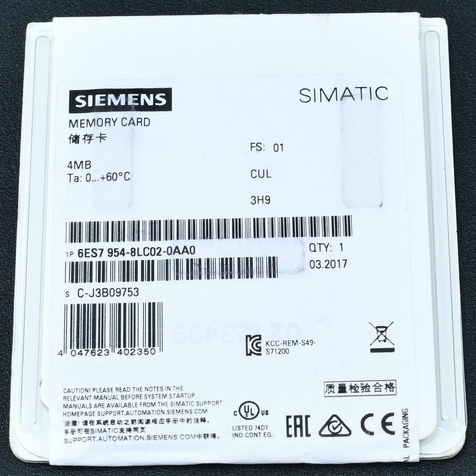 6ES7954-8LC02-0AA0 Siemens 4MB Memory Card FactorySealed New In Box | eBay
