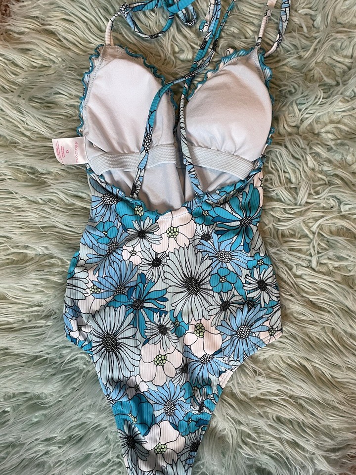 Xhilaration Blue Print One Piece Swim Suit Size xs | eBay