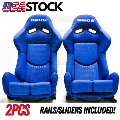 2PC BRIDE Seats Low Max Racing Blue Gradient Style Seat Adjustable ...