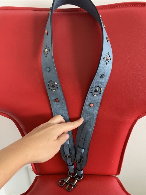 Coach Novelty Bag Strap With Rivets 55380 Slate Blue Pebbled Leather ...