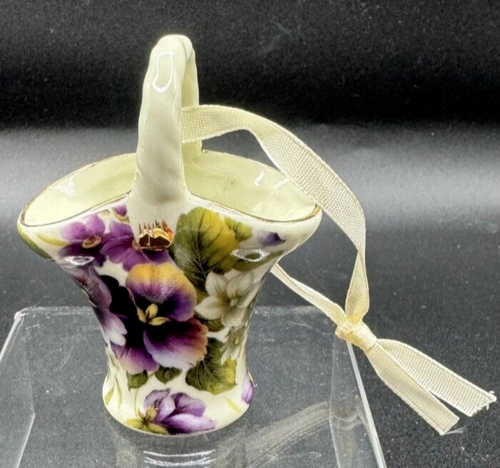 ADORABLE Mini Porcelain Floral Basket - Purple | eBay