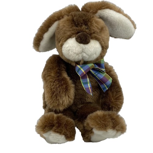 Gund Bunny Rabbit Plush 14” Stuffed Animal Toy Brown Off-white Plaid ...